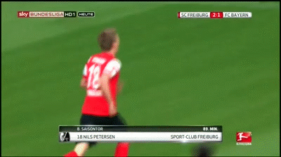 Petersen takes a dive - goal celebration against Bayern on Make a GIF