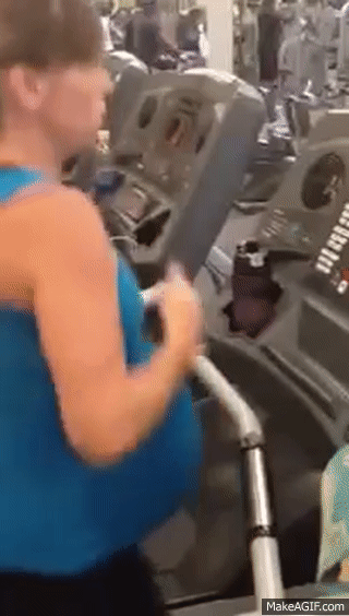 Nikki running pregnant 9 months on treadmill on Make a GIF
