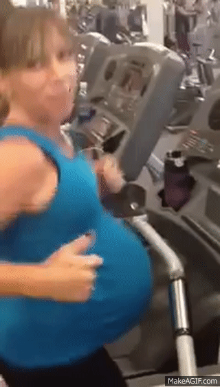 Nikki running pregnant 9 months on treadmill on Make a GIF