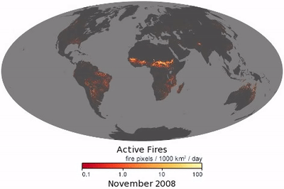 Animated World Annual Wildfire Map on Make a GIF