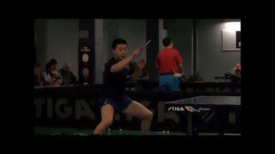 Ma Long forehand technique in slowmotion at STIGA arena on Make a GIF