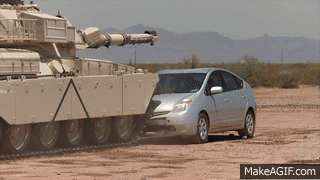 Tank Smashes Prius! Toyota Prius Battles AMC Gremlin & Suffers Crushing ...