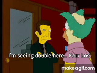 I'm seeing double here, four Krusty's! on Make a GIF