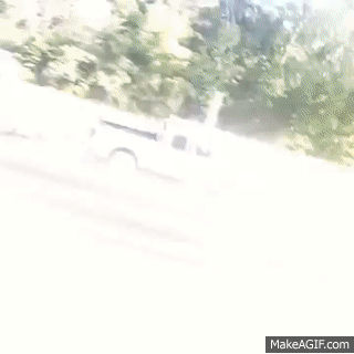 Truck Launches Off Bridge w/ Trailer Attached on Make a GIF
