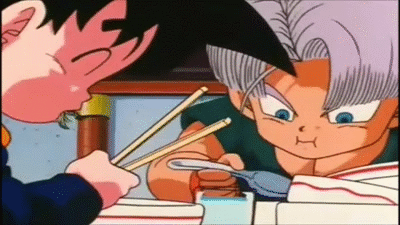 goten y trunks no pagan la comida on Make a GIF