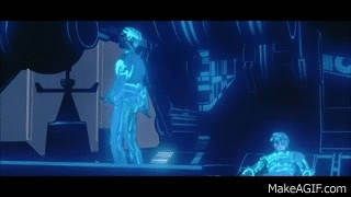 Tron (1982) - The Recognizer and the Bit on Make a GIF