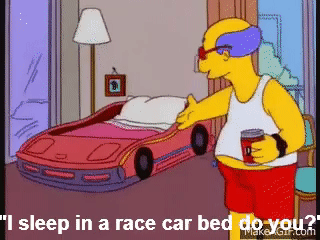 The Simpsons - I sleep in a Racing Car! on Make a GIF