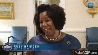 Ruby Bridges visits with the President and her portrait on Make a GIF