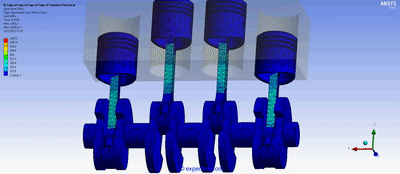 TUTORIAL 18: Transient Structural FEA of a 4-cylinder engine on Make a GIF