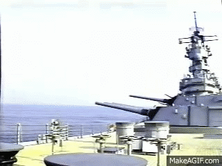 USS WISCONSIN BATTLESHIP 16IN GUNFIRE on Make a GIF