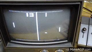 Two vintage "Pong" video game consoles on Make a GIF
