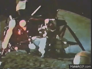 Feather & Hammer Drop on Moon on Make a GIF