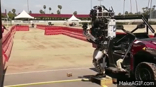 TRACLabs ATLAS Hercules robot falls in 2015 DARPA Robotics Challenge on ...