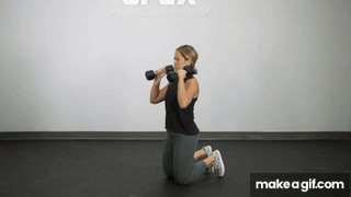 Tall Kneeling Dumbbell Push Press - OPEX Exercise Library on Make a GIF