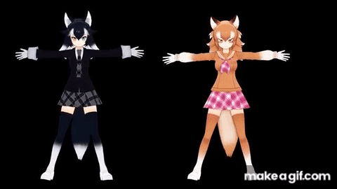 Mmd Kemono Friends Gray and Japanese Wolf - Monster on Make a GIF
