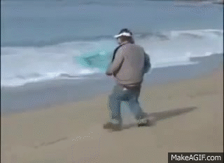 Drunk Homeless Tramp Gives Surfing a Go - BadLuck on Make a GIF
