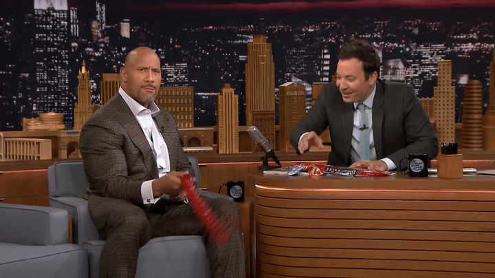 Dwayne Johnson gummy worm on Make a GIF