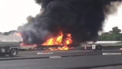 Fuel Truck Fire On Turnpike on Make a GIF