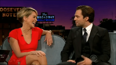 Sebastian Stan flirting with Sharon Stone on Make a GIF