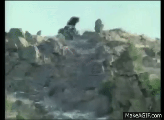 Car flies off a cliff! on Make a GIF