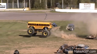 Higher Education COOL BUS Freestyle Monster Truck races on Make a GIF