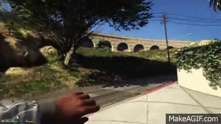 Grand Theft Auto V - Chop gets hit by a car on Make a GIF