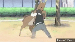 The principal fights a deer while Guile's theme is played on Make a GIF