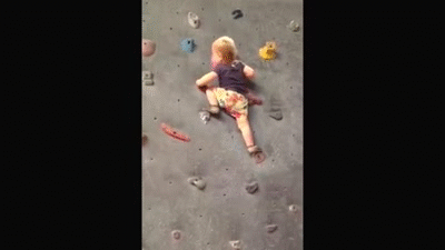 Rock climbing baby | Baby scales rock wall | Rock climbing baby scaled ...