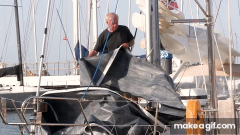 Michael Kitchen preparing for Round the Island Race 2019. on Make a GIF