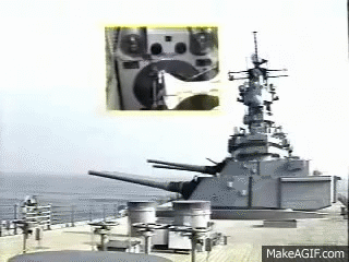 USS Wisconsin firing 16IN guns! on Make a GIF