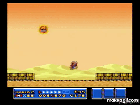Super Mario Bros. 3 (SNES) - World 2 Desert (Angry Sun Level) on Make a GIF