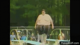Fat Guy Splashes Into Water on Make a GIF