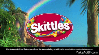 Anuncio Skittles: jirafa come arco iris. on Make a GIF