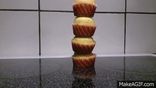 Lemon muffin tower falling over on Make a GIF