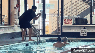 Impractical Jokers Sal falls into pool "Whoopsie!" on Make a GIF