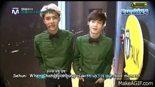 [ENG SUB] 131226 Sehun fooling around with Chanyeol CUT on Make a GIF