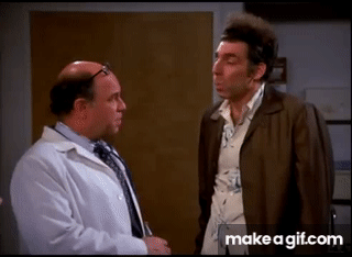 Kramer asking a doctor about retractors on Make a GIF
