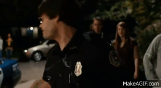 Superbad cop mullet scene on Make a GIF