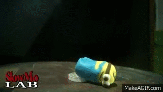 MINION EXPLODING at 25,000 fps (HD) - Slow Mo Lab on Make a GIF