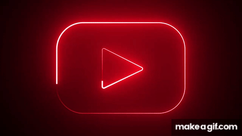 Motion Made Royalty Free YouTube logo Play icon red flickering neon ...