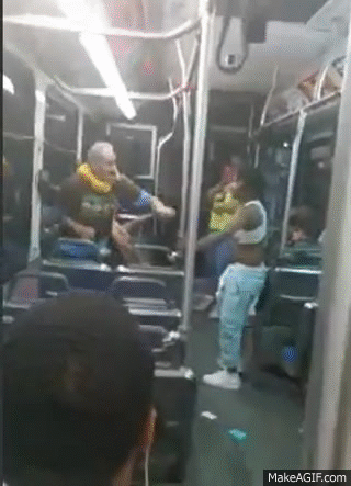 Philly SEPTA bus: Drunk female annoys the wrong old man on Make a GIF