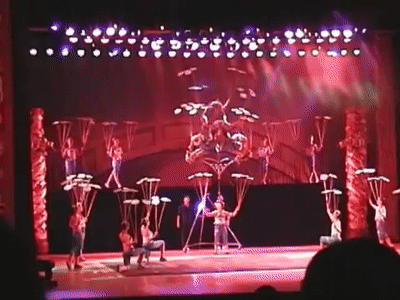 Plate Spinning Disaster at the Acrobat Show on Make a GIF