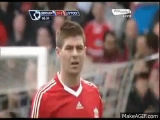 Steven Gerrard reaction to Fernando Torres being substitued on Make a GIF