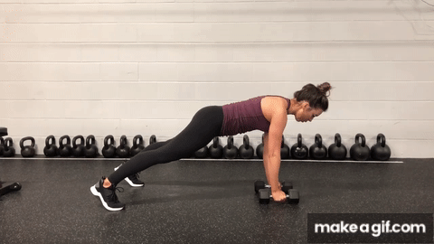 Dumbbell Plank Rotation on Make a GIF