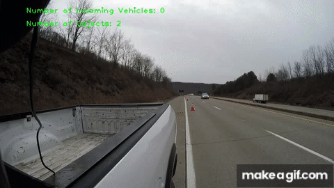 Real time Vehicle Detection and Tracking in Highway Work Zone on Make a GIF