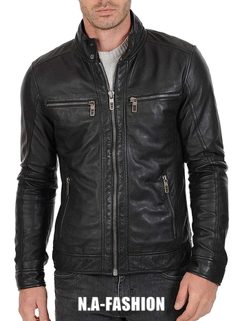 Genuine Biker Fashion Cafe Racer Vintage Leather Jacket on Make a GIF