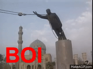 Saddam Hussein Statue Pulled Down To The Ground on Make a GIF