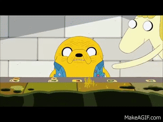 Jake explaining Card Wars flashback on Make a GIF