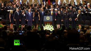 RAW: George Bush dancing during Dallas memorial service on Make a GIF