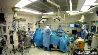 Super wide angle view of operating room during surgery. Stock Footage ...
